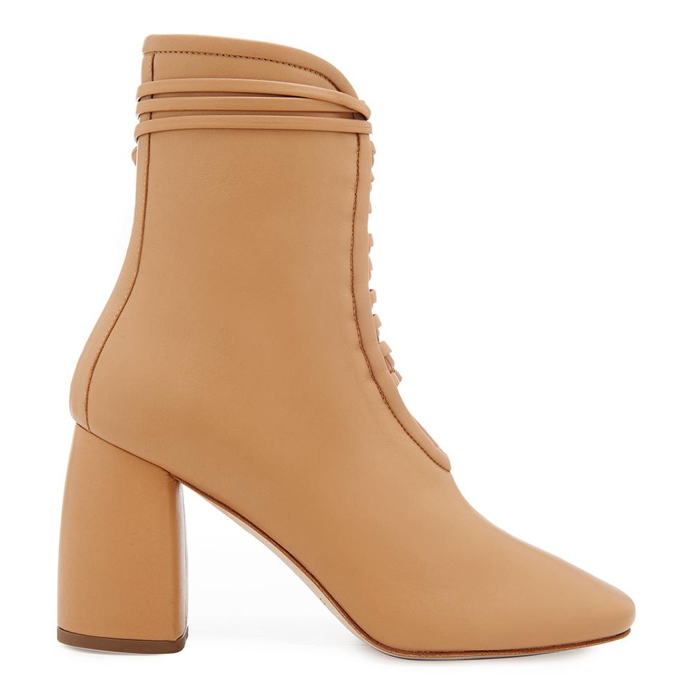 BellaDonna Camel Brown Nappa Leather Designer Boot with Lambskin ...